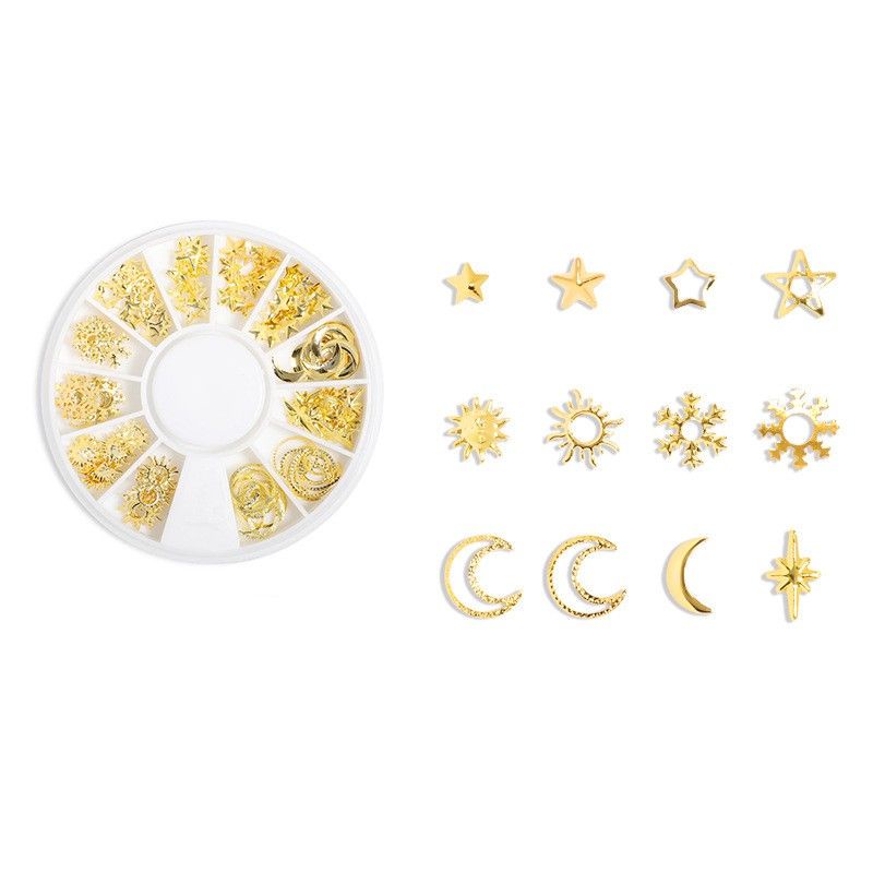 (Ready Stock) Gold Moon Stars Theme Star Nail Art Metal Craft Galaxy ...