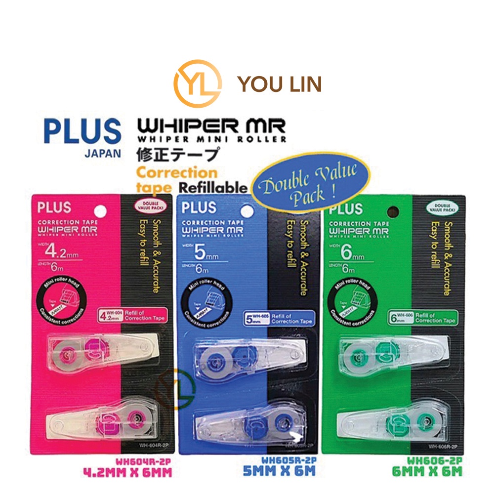 Plus Whiper Mr Correction Tape Refill - 4.2mmx6m, 5mmx6m, 6mmx6m ...