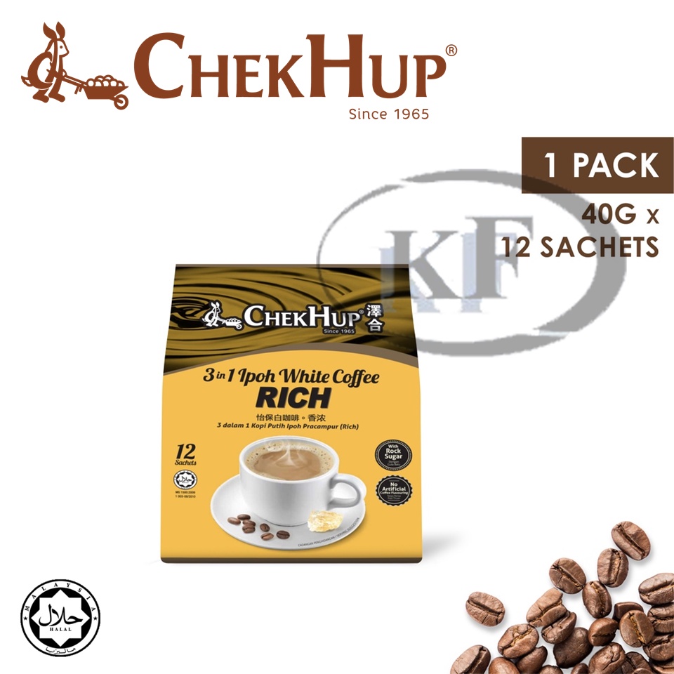 Chek Hup 3 in 1 Ipoh White Coffee Rich 40g x 12s , Original 40g x 12s ...