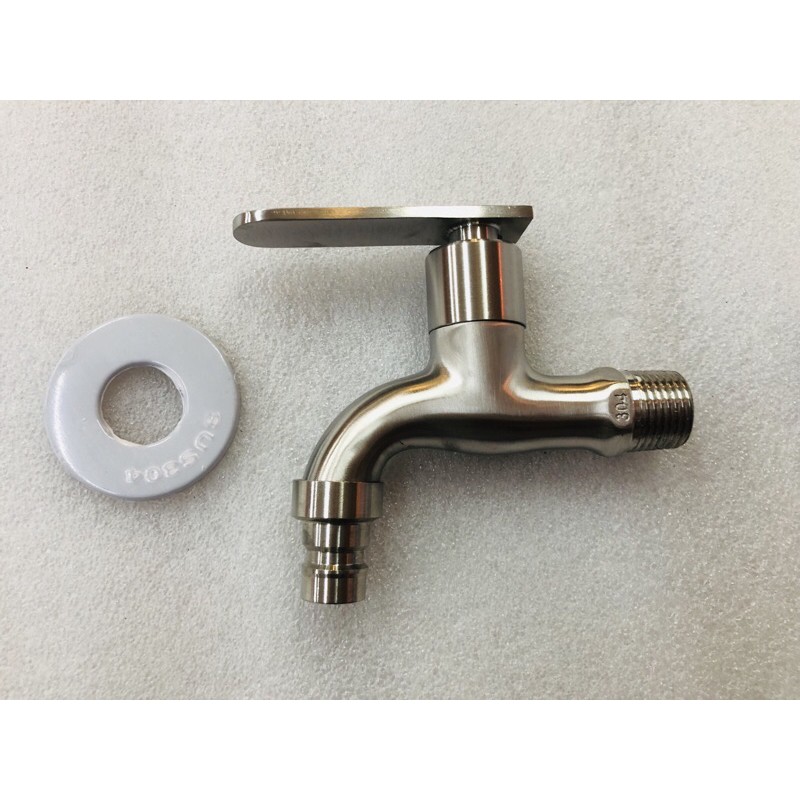 Stainless Steel SUS304 Bathroom Washing Machine Faucet Wall Bib Tap (T ...