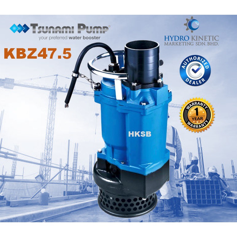 Tsunami KBZ 47.5 (10.0HP) submersible dewatering pump with rigid cast ...