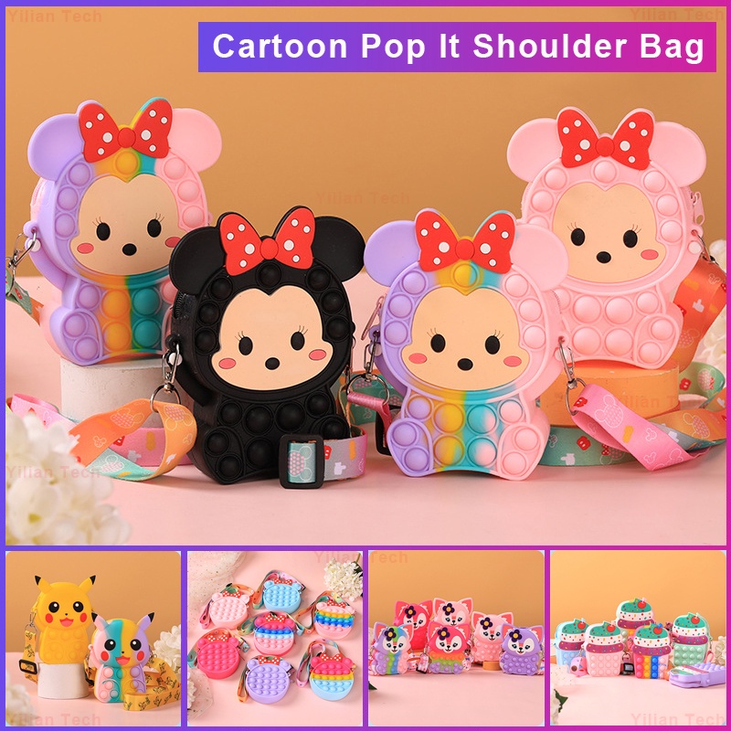 Pop It Bag Unicorn Bag Pop It Fidget Toy Kawaii Mickey Minnie Toy Push ...