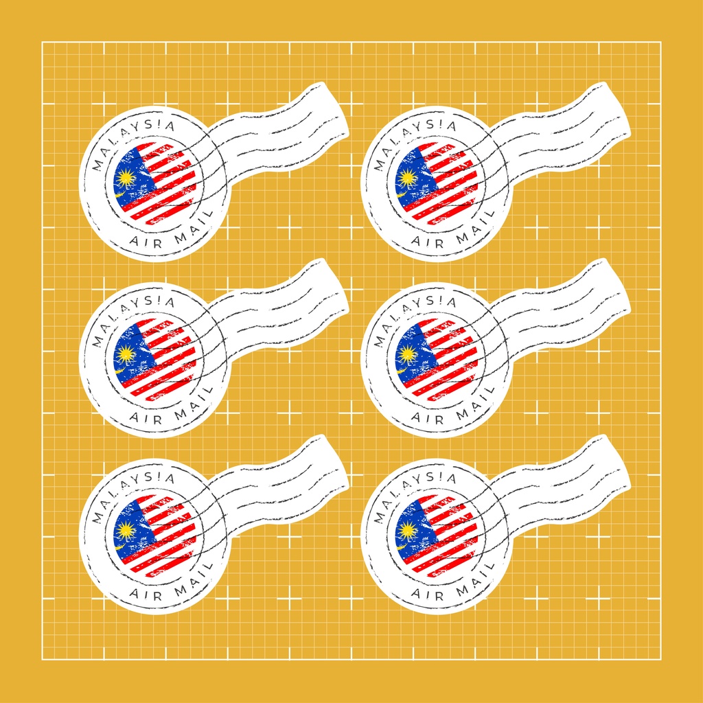 Malaysia Stamp Chop Sticker Malaysia Sticker Decorative Sticker 10pcs ...