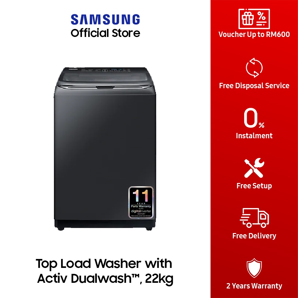 Samsung 22KG (WA22R8870GV) Top Load Washer with Active Dual Wash ...