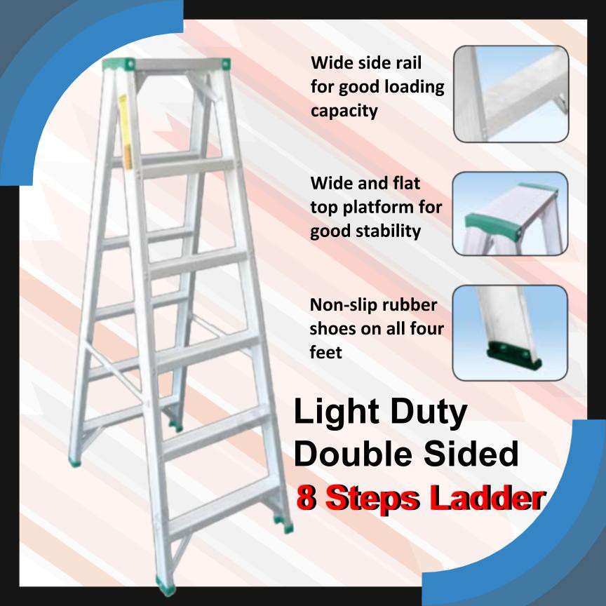 8 Kaki Tangga Lipat Aluminium Dua Sisi Bangku Tangga Tugas Ringan 8 ...