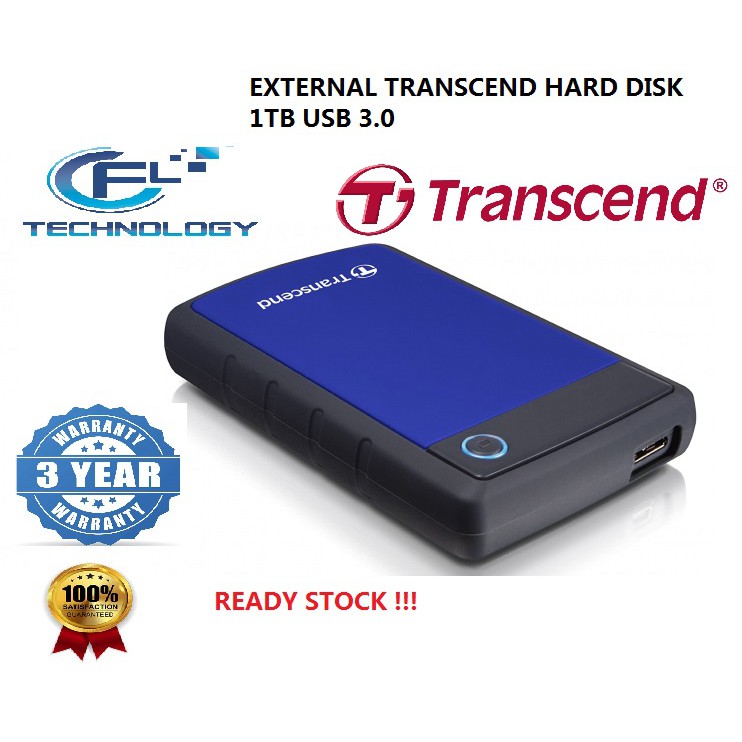 TRANSCEND PORTABLE HARD DISK 1TB USB 3.0 ( EXTERNAL STORAGE) | Shopee ...