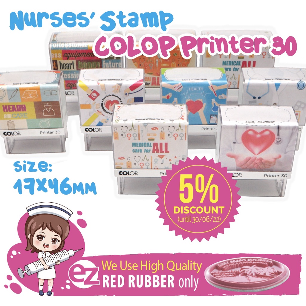 COLOP P30 Custom Made RED Rubber Stamp for Nurse, Teacher Signature ...