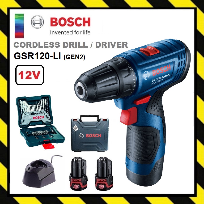 BOSCH GSR120LI (GEN2) Cordless Drill Driver (2 x Battery set) GSR 120 ...