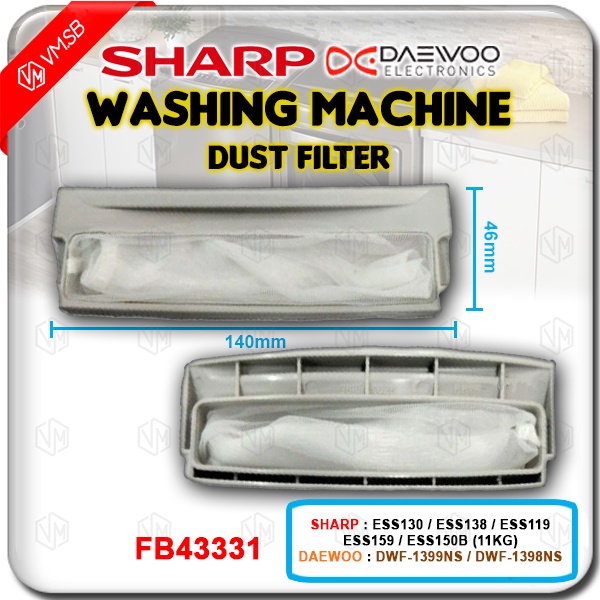 DAEWOO & SHARP WASHING MACHINE DUST FILTER BAG ( ESS130/ESS138/ESS119/ESS159 / ESS150B /DAEWOO ...