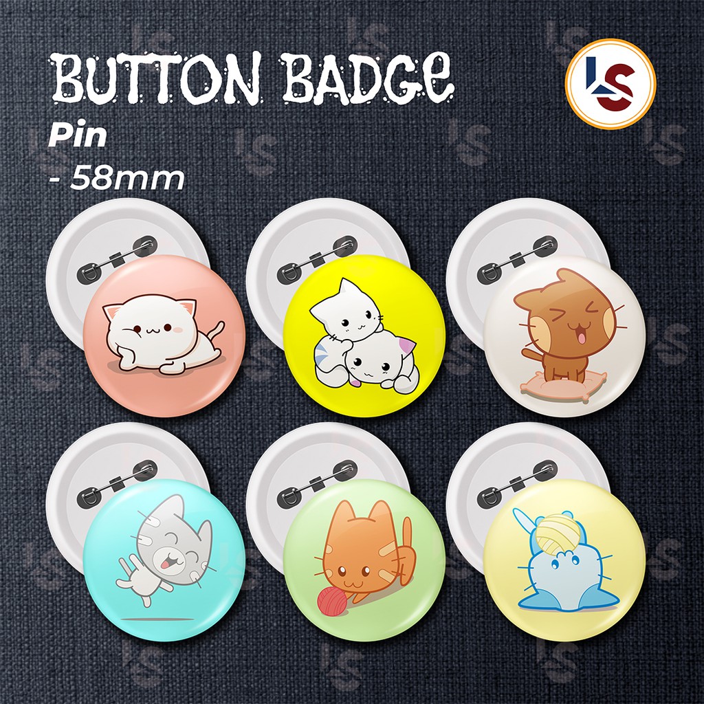 (Pin) Cute Cat Design Button Badge 58mm PIN Button Badge | Shopee Malaysia