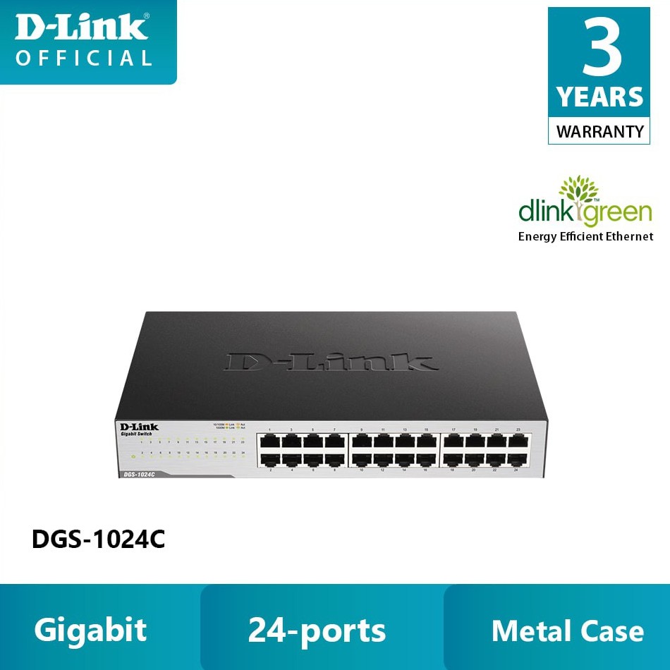 D-Link 24-Port Gigabit Unmanaged Switch DGS-1024C | Shopee Malaysia