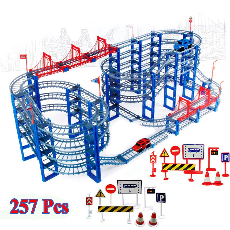 257Pcs DIY Track Car Toy Vehicles Rail Car Assembled Educational Toys ...