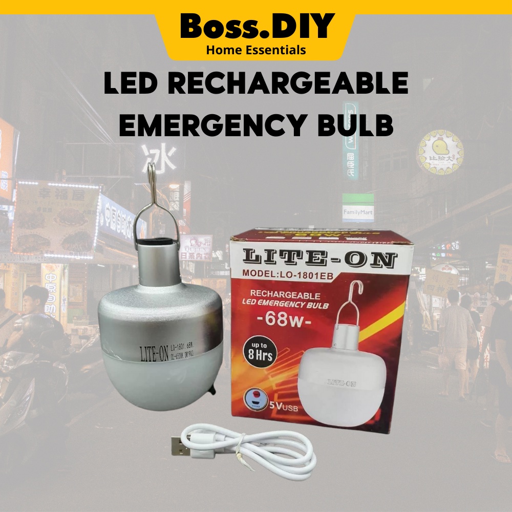Lite-On LO1801EB LED Rechargeable Emergency Light Bulb CW USB Cable ...
