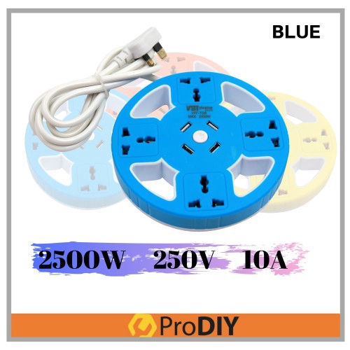 T08 Extension 4 USB Trailing Power Socket 4 Plug Socket 2500W 10A 1.7M ...