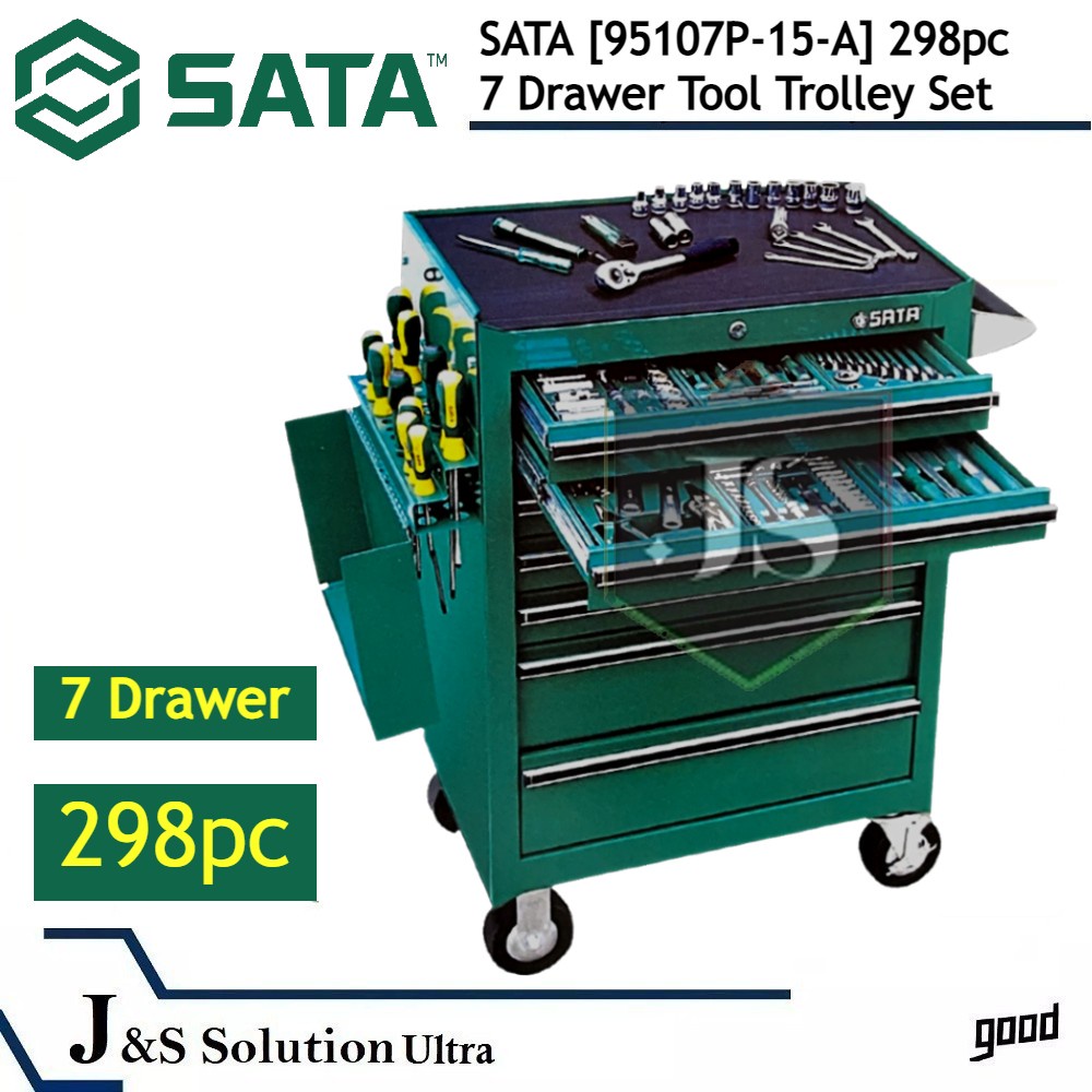 SATA ( 95107P-15-A ) 298pc 7 Drawer Tool Trolley Set | Shopee Malaysia