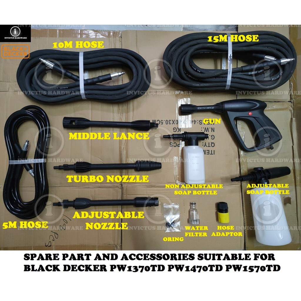 BLACK AND DECKER HIGH PRESSURE WASHER WATERJET PW1370TD PW1470TD PW1570TD SPARE PART HOSE GUN ...