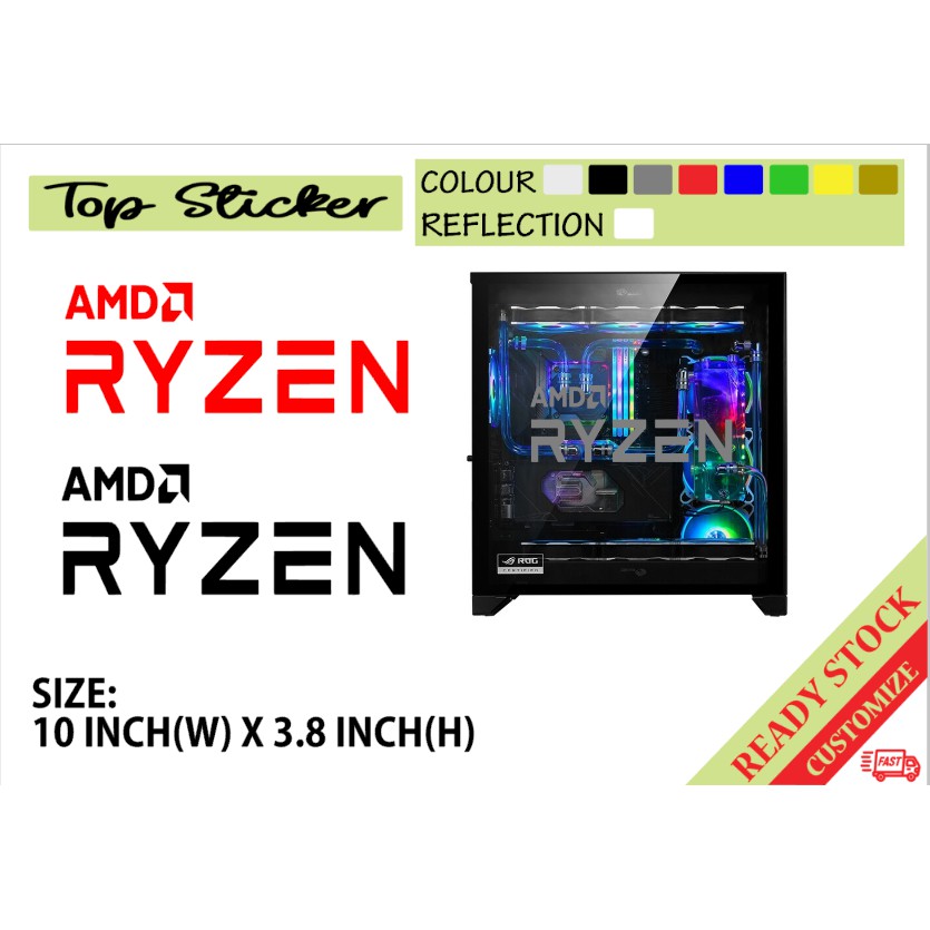 AMD RYZEN STICKER VINYL GAMING CPU LAPTOP DESKTOP COVER STICKER DECAL ...