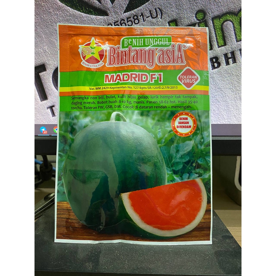 Benih Tembikai Merah Tanpa Biji MADRID F1 Cap Bintang Asia (20gm ...