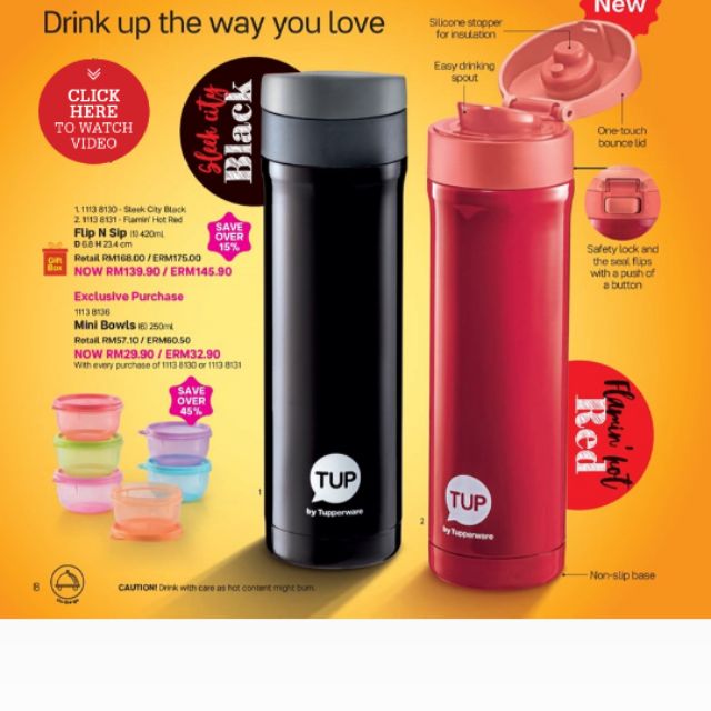 Tupperware Flip N Sip Thermos Flask 420ml | Shopee Malaysia