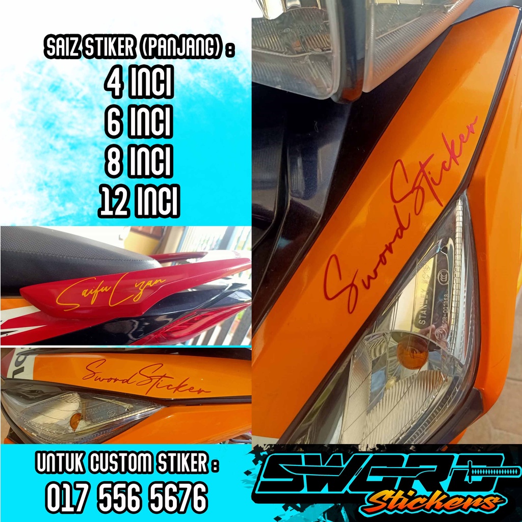 STIKER NAMA UNTUK MOTOR / CUSTOM STICKER VINYL - untuk Motosikal ...