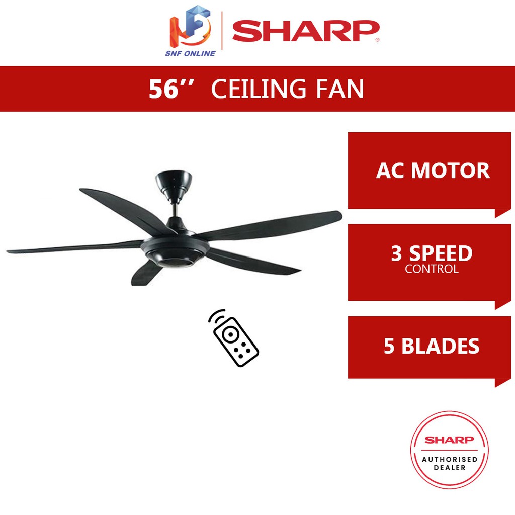 Sharp 5 Blade Ceiling Fan With Remote Control (56”) PJC116BK | Shopee ...