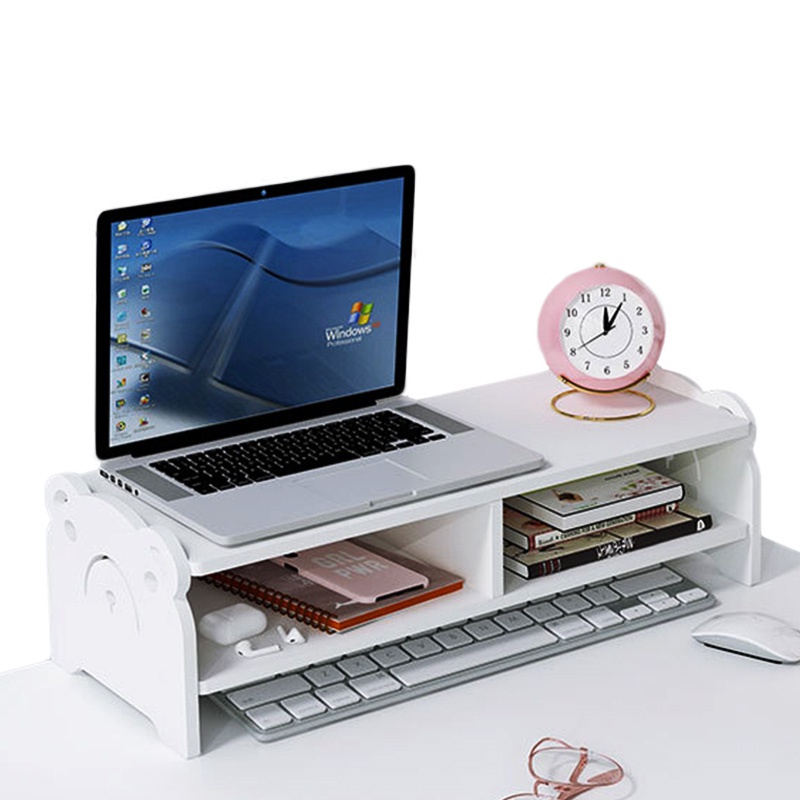 Cute bear student tabletop storage rack computer monitor laptop rack ...