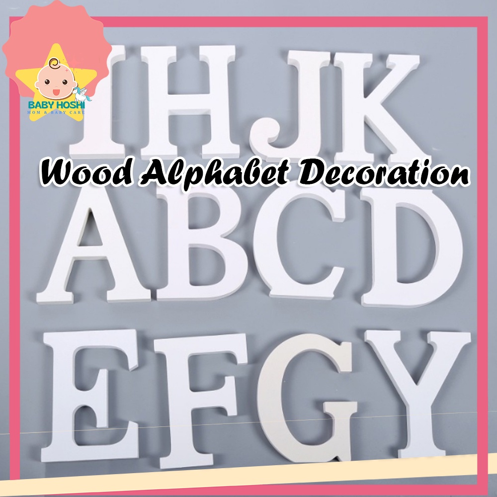 [BH] Stand Wooden 27 Alphabet White Letter Word Decoration Wedding ...
