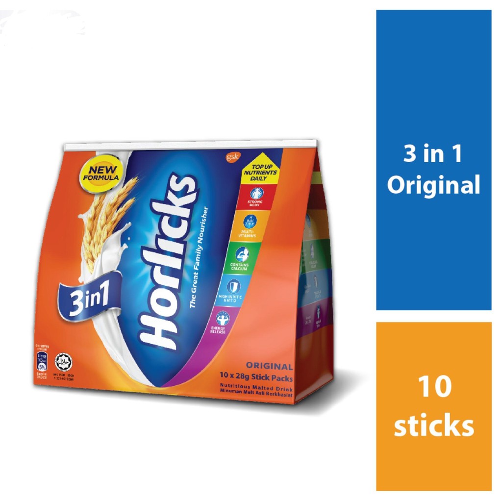 Horlicks Original/Lite 3 in 1 (28g x 10's) | Shopee Malaysia