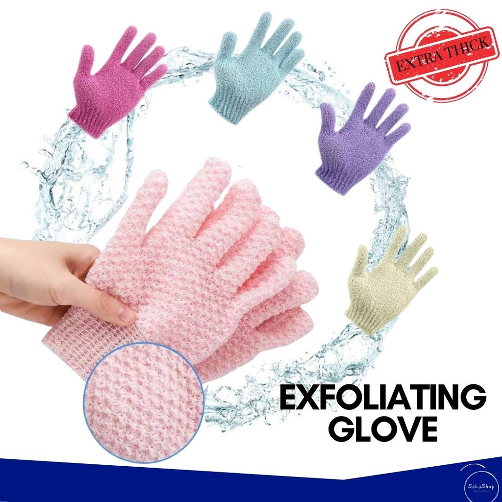 Sarung Tangan Penggosok Berus Daki Badan Bath Exfoliating Gloves Shower ...