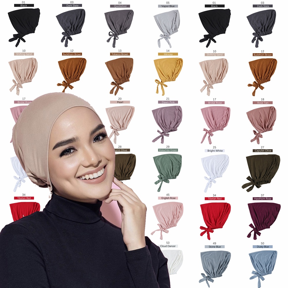 36 COLORS HIjab Inner Tudung with Adjustable Rope // Jersey SnowCap ...