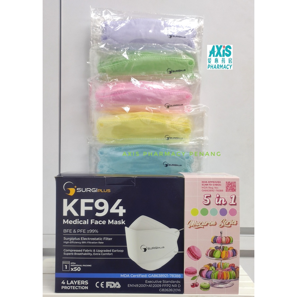 SURGIPLUS KF94 MEDICAL FACE MASK 5 LAYER ULTIMATE PROCTETION MACARON ...