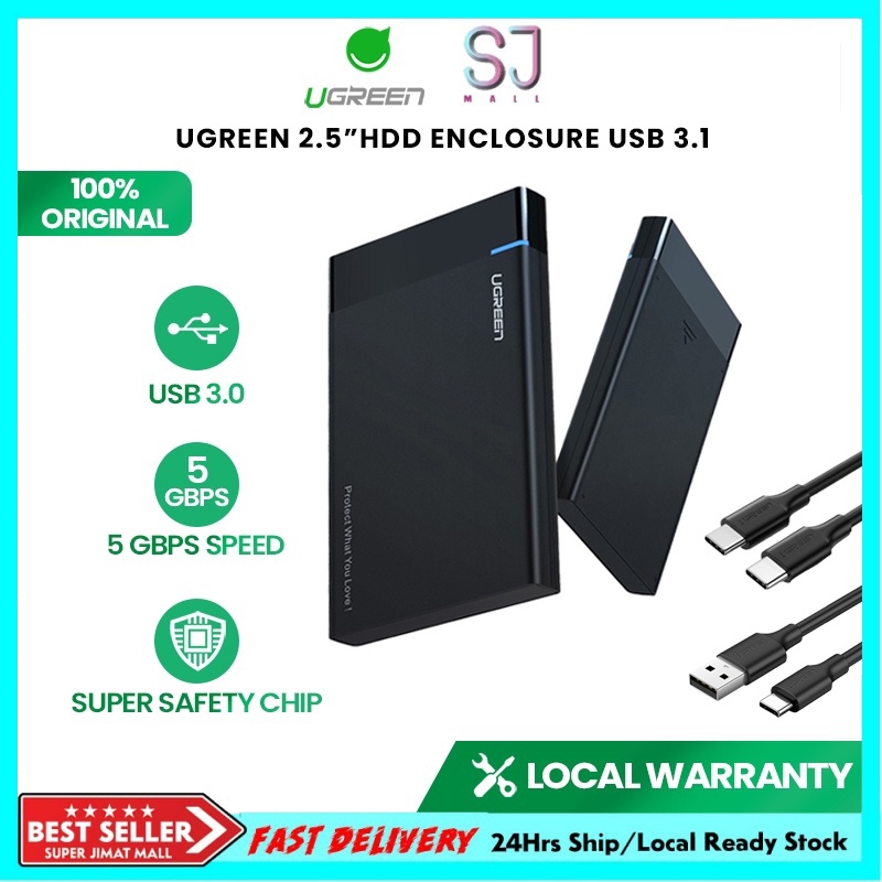 UGREEN 2.5" Enclosure Hard Drive USB 3.0 USB C 3.1 Gen 2 SATA III for 2.5 Inch External Max ...