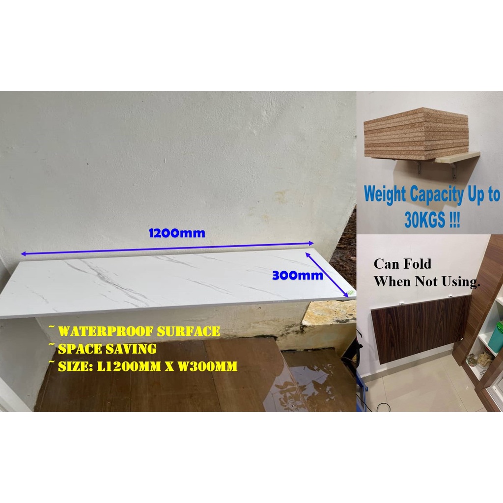 120cm x 30cm Waterproof Foldable Wall Mount Table Wall Decor Meja ...