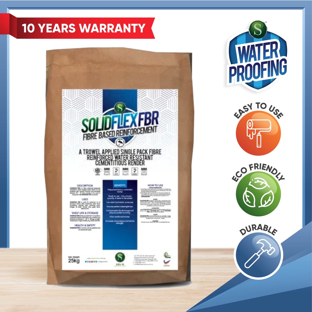 SOLIDFLEX FBR Fibre Reinforced Waterproofing Cement Render (used as Angle Fillet) 25KG | Shopee ...