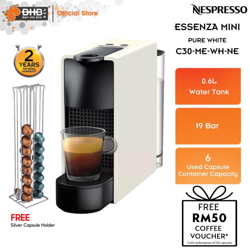 [FREE CAPSULE RACK] Nespresso C30-ME-WH-NE Essenza Mini Fully Automatic ...