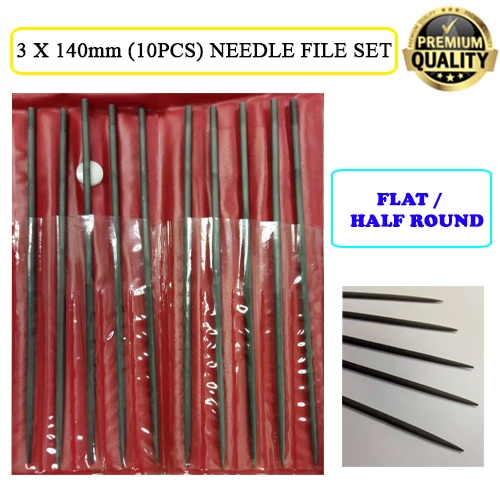 3MM X 140MM 10 Pieces Needle File Set ( HALF ROUND / FLAT FILE ...
