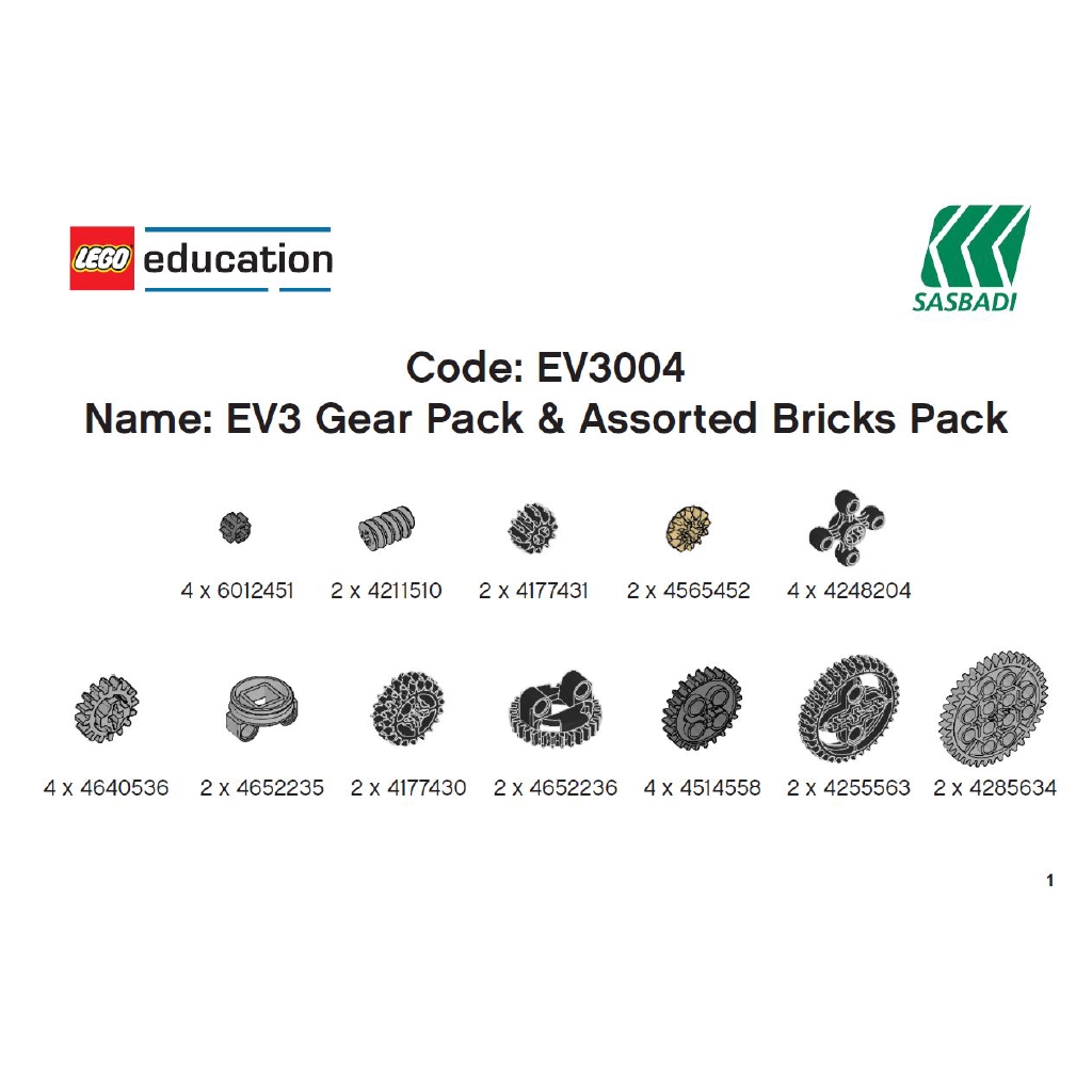 LEGO MINDSTORMS EV3 Gear Pack & Assorted Bricks Pack EV3004 | Shopee ...
