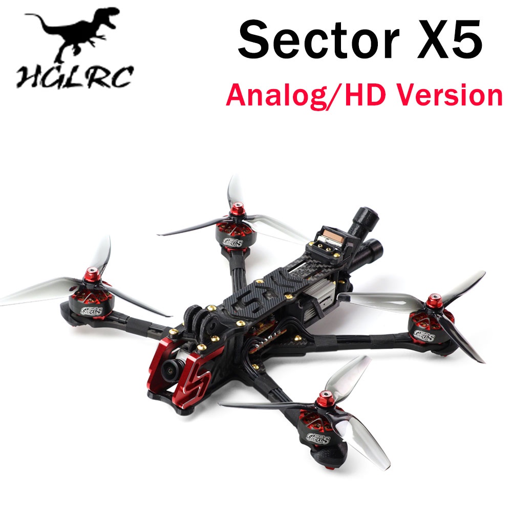 HGLRC Sector D5/X5 6S Analog/HD 5 Inch FPV Racing RC Drone w/Zeus F722 ...