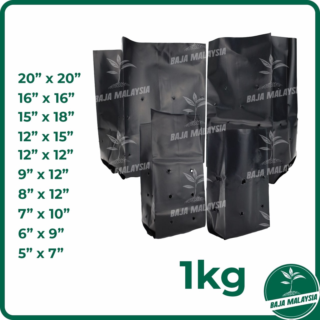 [1KG] Black Polybag UV Thick Fertigasi Polibag Hitam Nursery Plastik ...