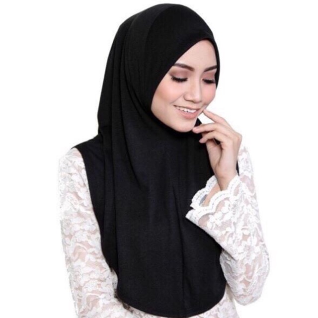 Size M/L/XL - tudung instant sarung mosscrepe HITAM | Shopee Malaysia