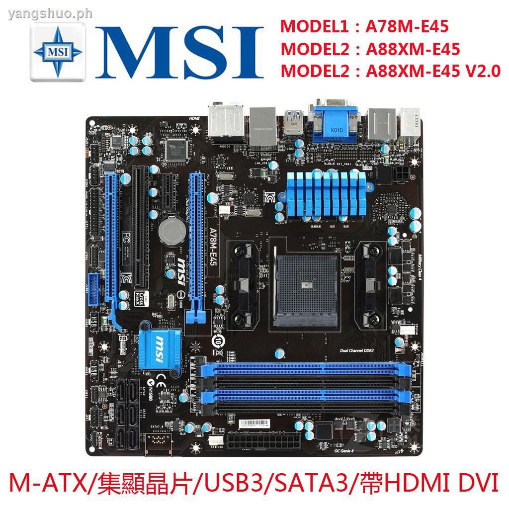 ♦used msi a88xm-e45 v2 motherboard black amd slot fm2b fm2+desktop m-atx a88x sata3 usb3.0 ...