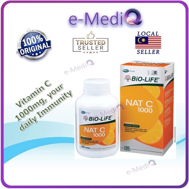 BIO-LIFE Nat C 1000mg Bioflavonoids Vitamin C [Immunity Biolife] x 150s ...