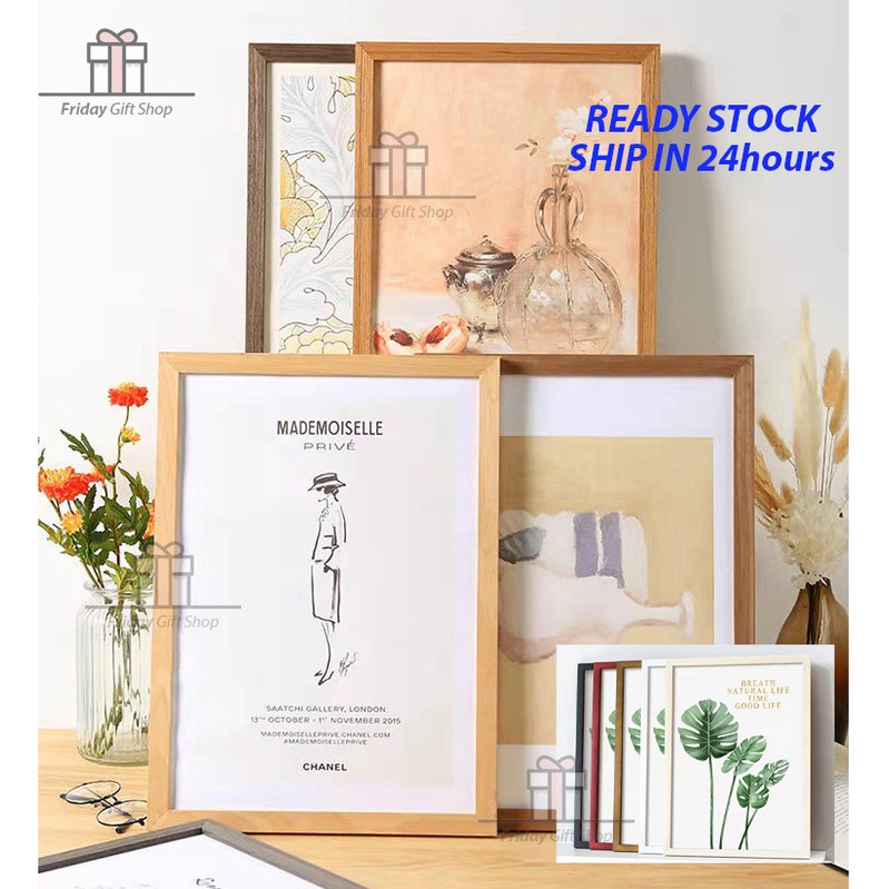 (Ship in 24h) 4R/6R/A4/A3 Modern Wooden Photo Frame Gambar Dinding ...