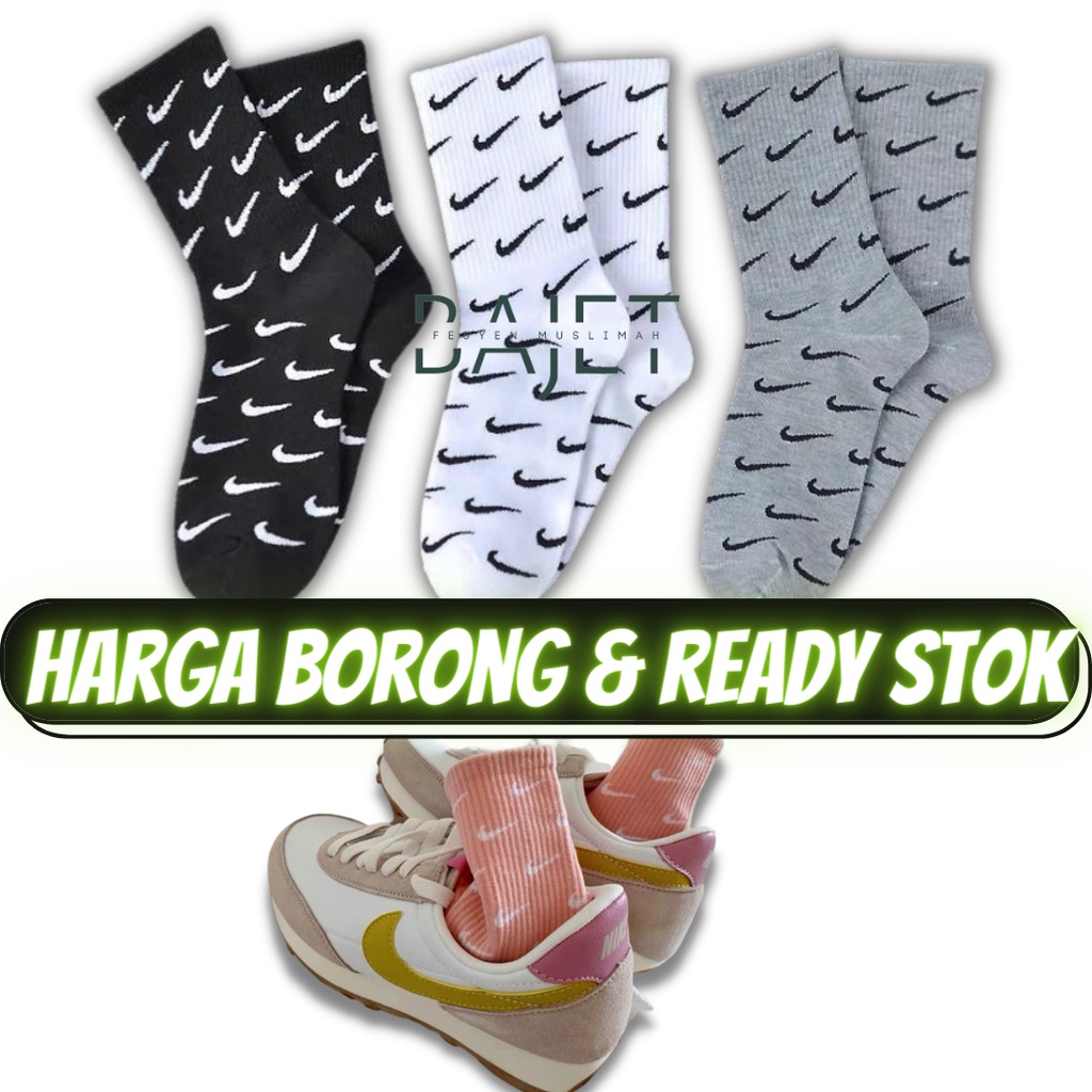 Nike Sarung Kaki Lelaki Wanita Stokin Reka Banyak Nike Jenama Stokin ...