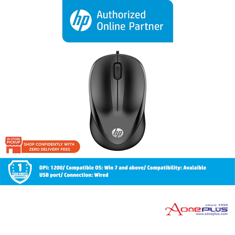 HP 1000 Wired USB Mouse - 4QM14AA#UUF | Shopee Malaysia