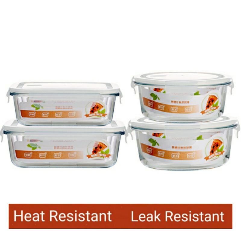 Heat Resistant Borosilicate Glass Food Storage Containers Bekas Makanan ...