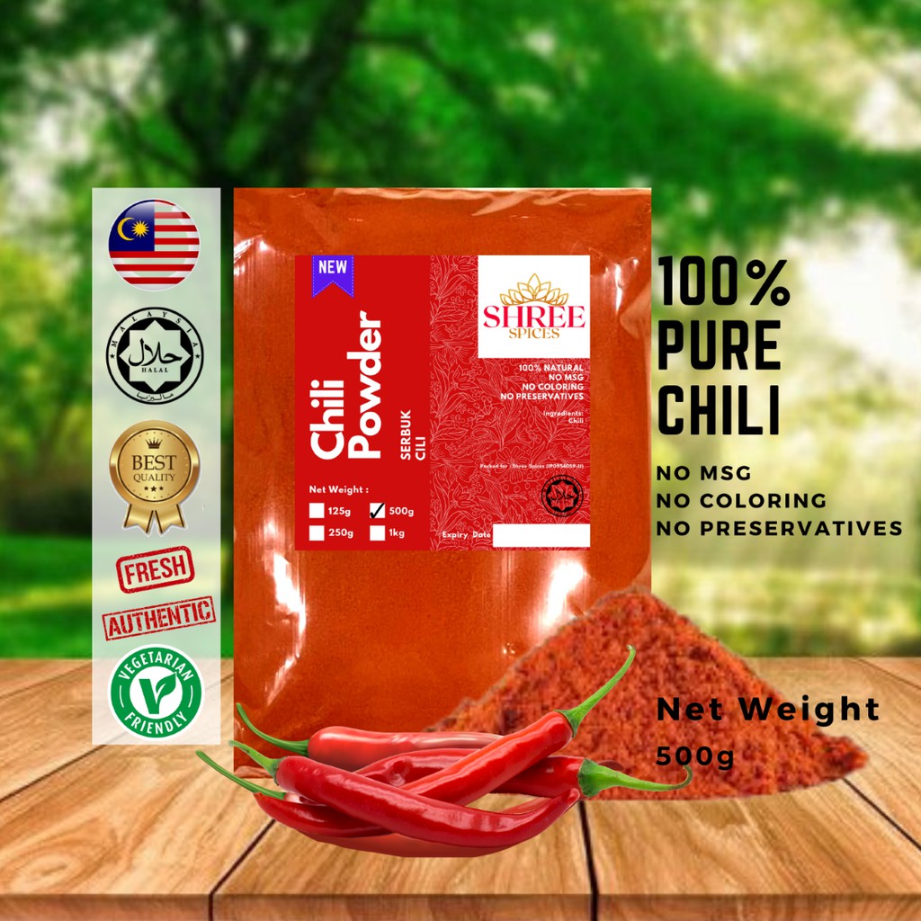 [Halal] Shree Spices Serbuk Cili Asli 500g | Pure Original Chilli ...