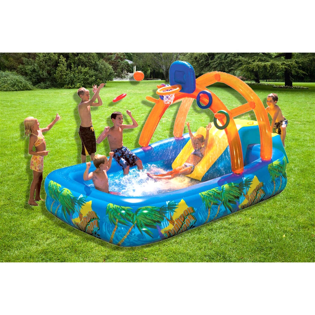 Basketball Inflatable Pool With Slide For Kids Kolam Renang Air Pancut ...