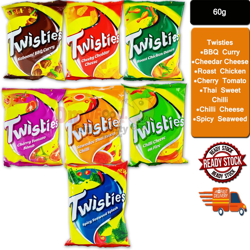 60g Big Pack Twisties [BBQ Curry/Cheddar Cheese/Chicken/Tomato/Thai ...