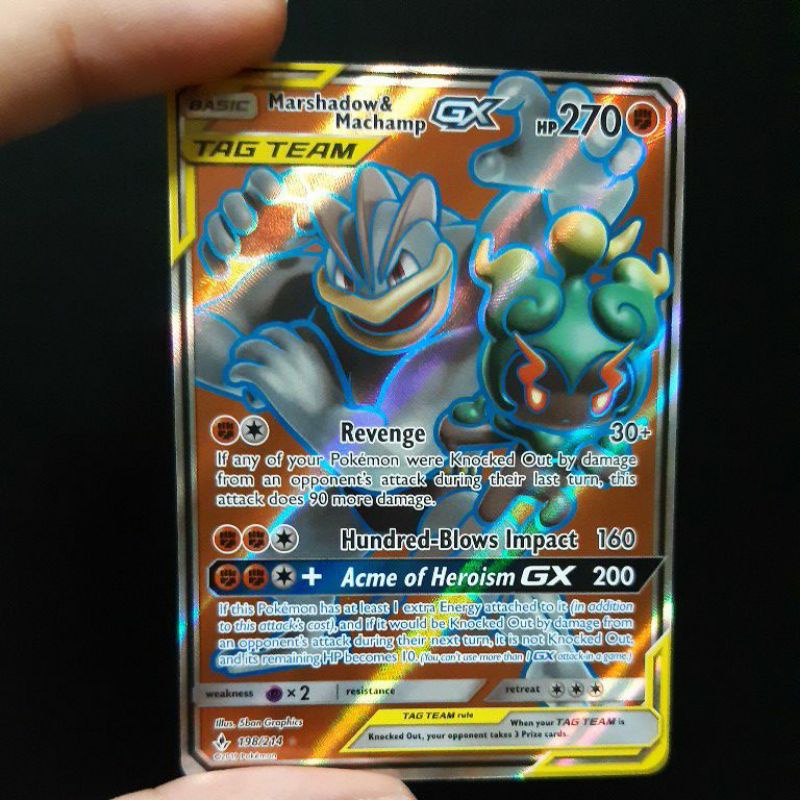 Pokemon Card TCG : Tag Team: Marshadow & Machamp GX 198/214 -Full Art Ultra Rare 100% Original ...